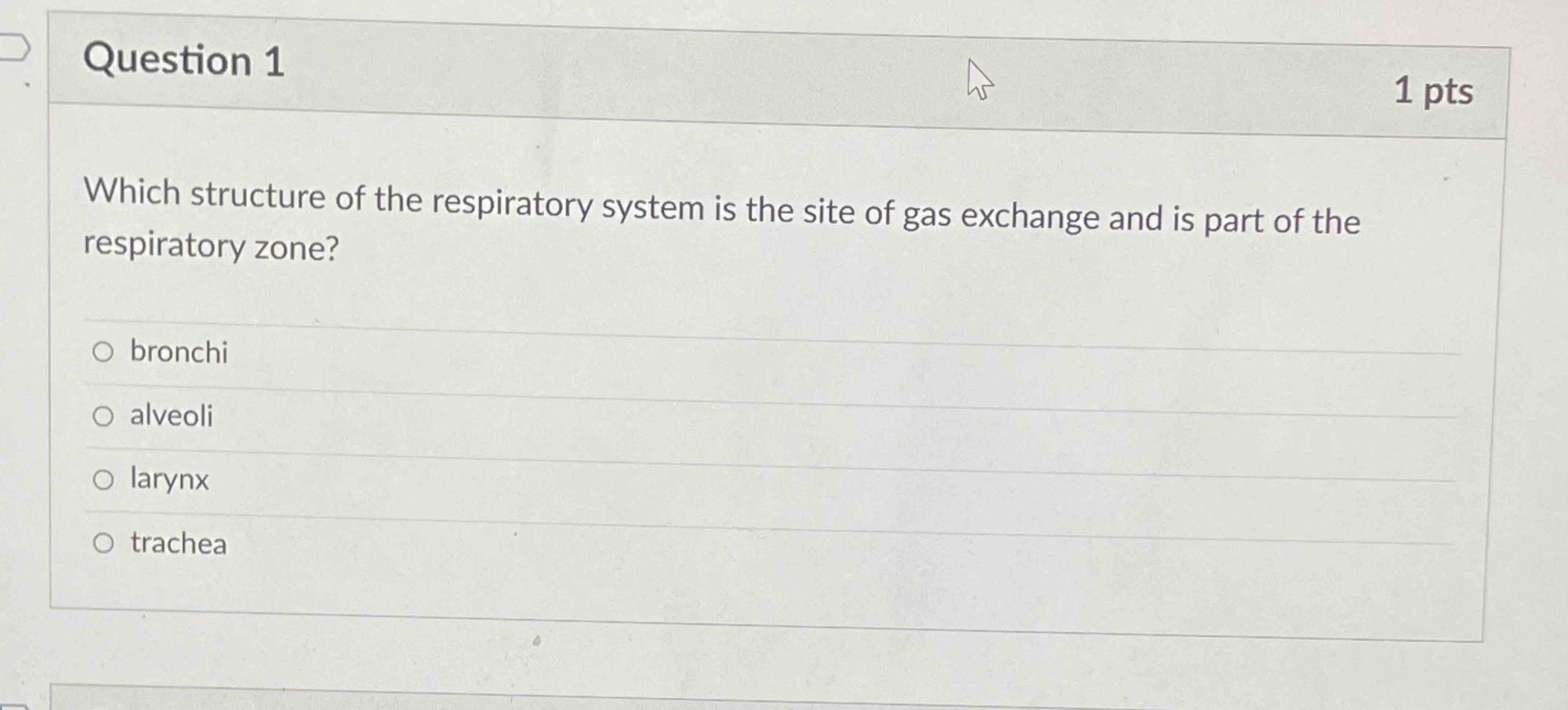 Solved Question 1Which structure of the respiratory system | Chegg.com