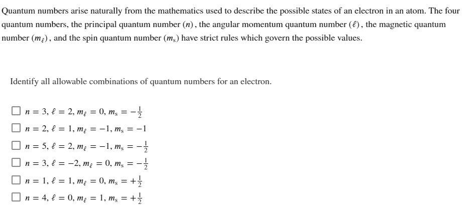 Solved Quantum numbers arise naturally from the mathematics | Chegg.com