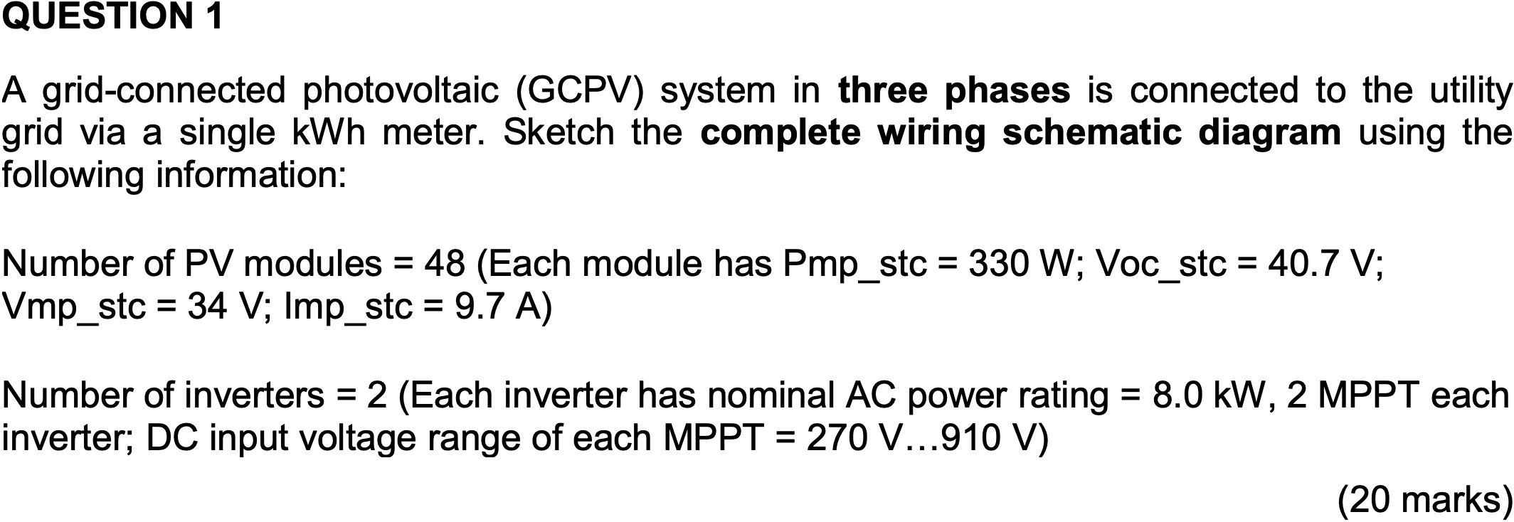 Solved A grid-connected photovoltaic (GCPV) system in three | Chegg.com