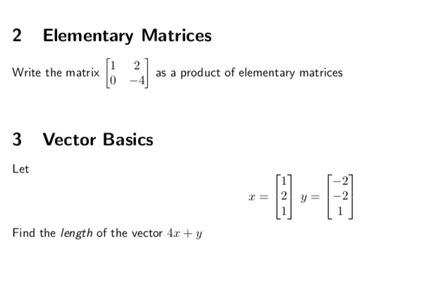 Solved 2 Elementary Matrices Write the matrix ſi 21 as a | Chegg.com