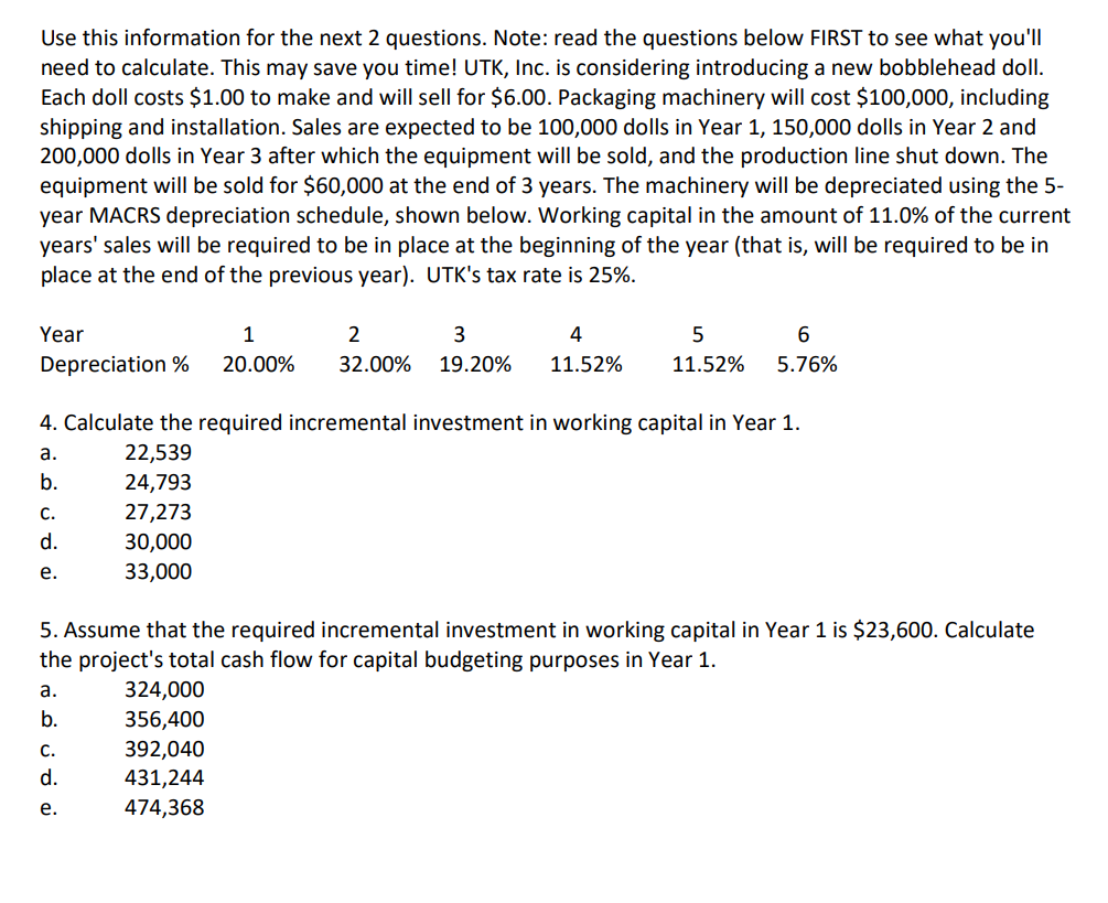 Solved Use this information for the next 2 questions. Note: | Chegg.com
