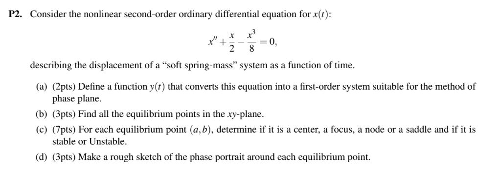 Solved P2. Consider the nonlinear second-order ordinary | Chegg.com