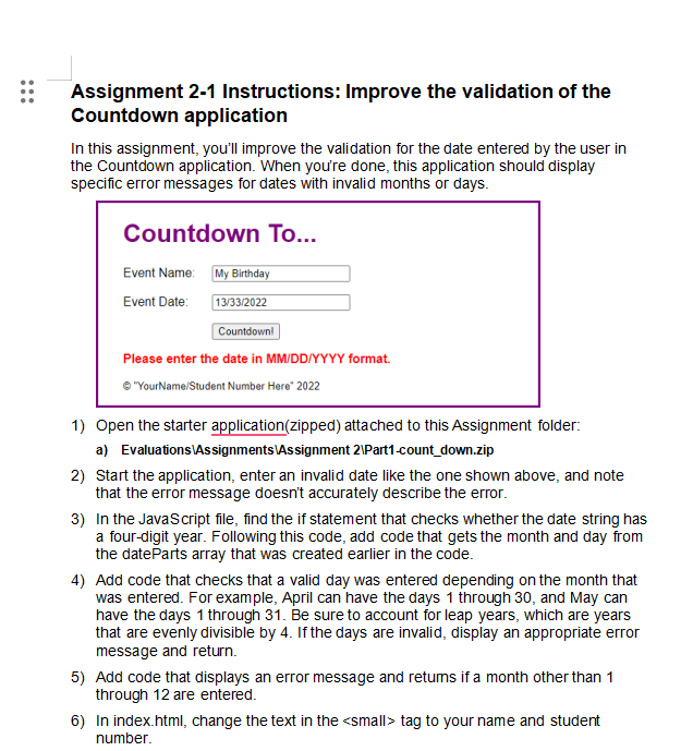Solved Assignment 2-1 ﻿Instructions: Improve the validation | Chegg.com