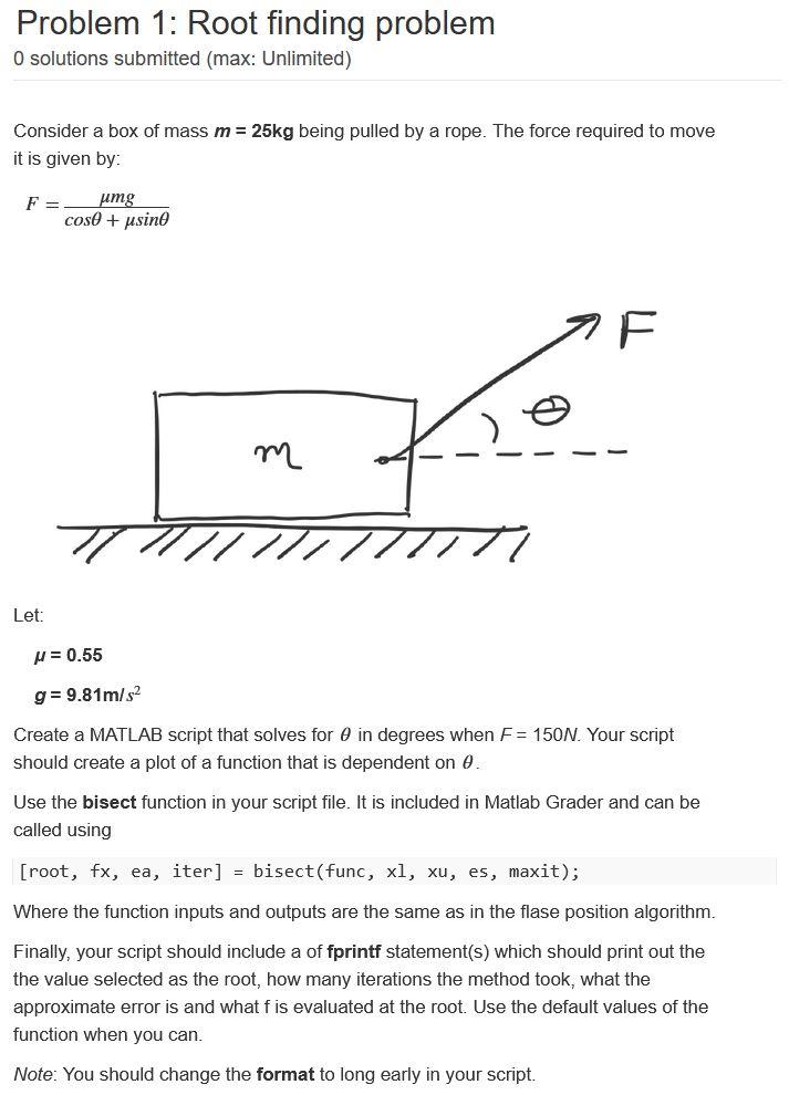 Solved Problem 1: Root finding problem O solutions submitted | Chegg.com