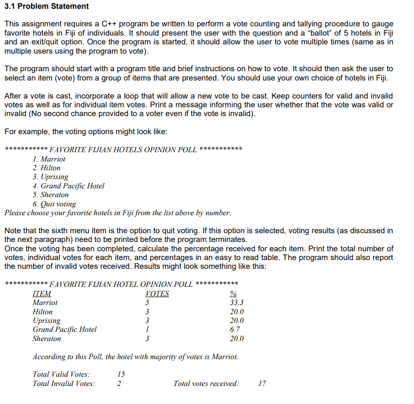 Solved 3.1 Problem Statement This assignment requires a C++ | Chegg.com