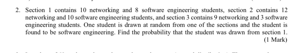 Solved 2. Section 1 contains 10 networking and 8 software | Chegg.com