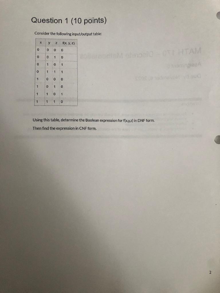 Solved Question 1 10 Points Consider The Following 