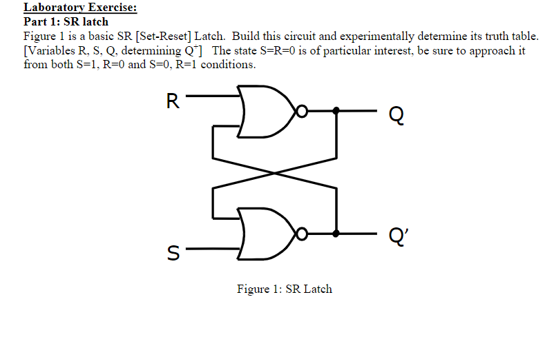 Solved Laboratory Exercise Part 1 SR Latch Figure 1 Is A Chegg