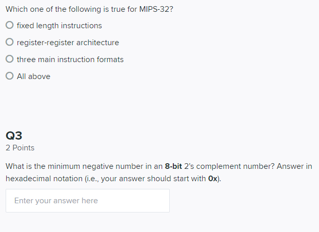 Solved Which one of the following is true for MIPS-32? fixed | Chegg.com