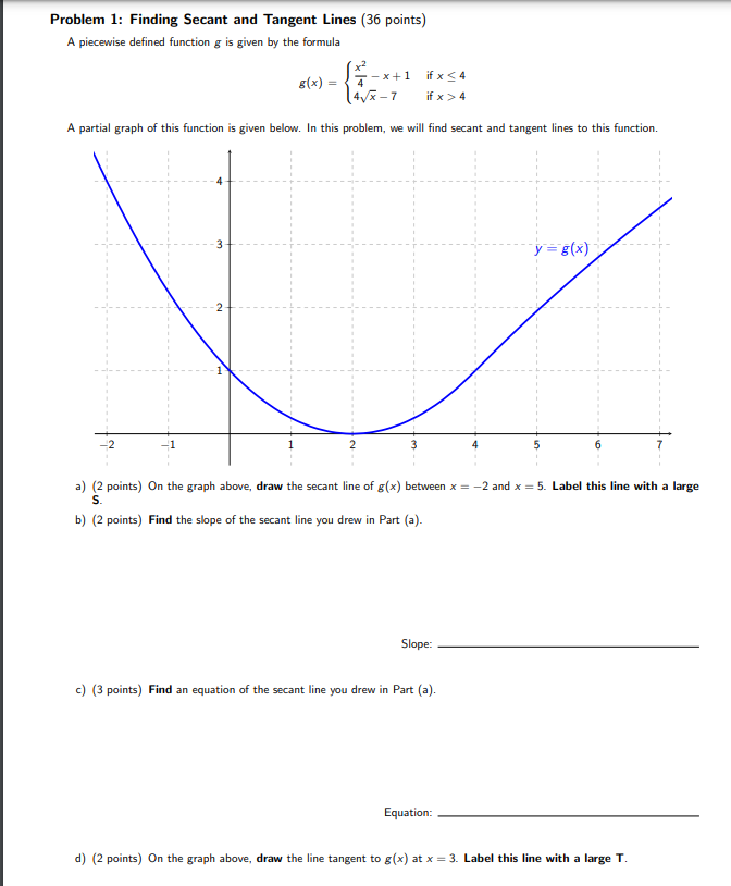 Solved Problem 1 Finding Secant And Tangent Lines 36