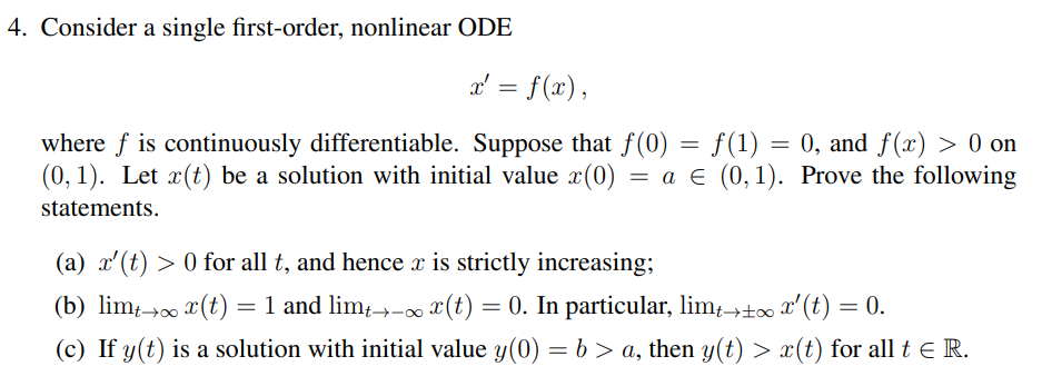Solved 4. Consider a single first-order, nonlinear ODE &' = | Chegg.com
