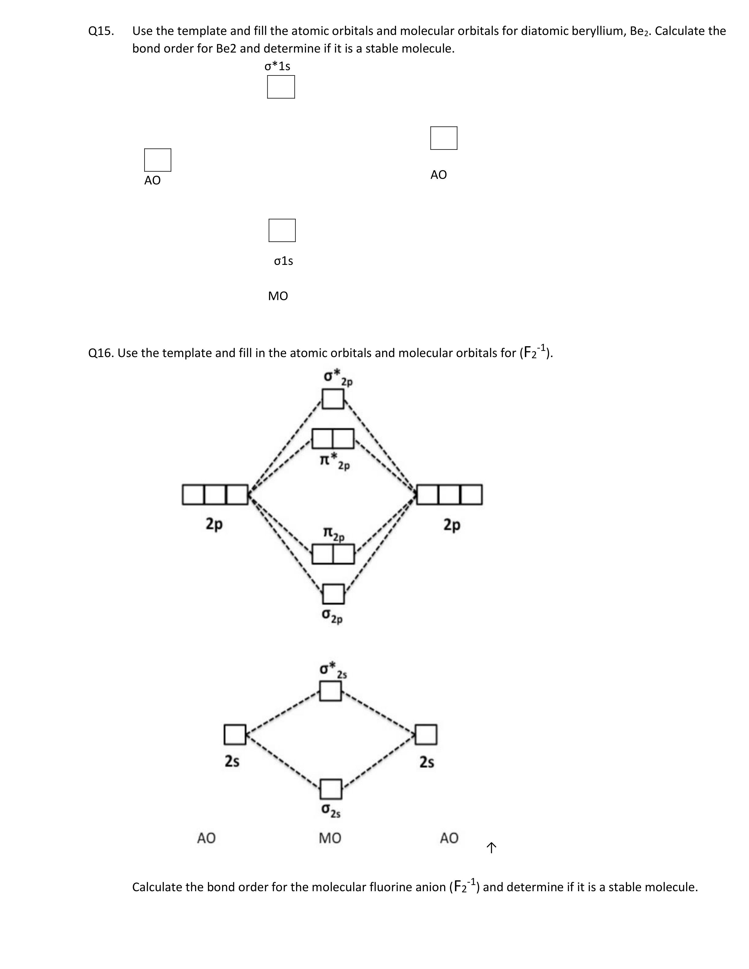 Solved Q15. ﻿Use the template and fill the atomic orbitals | Chegg.com