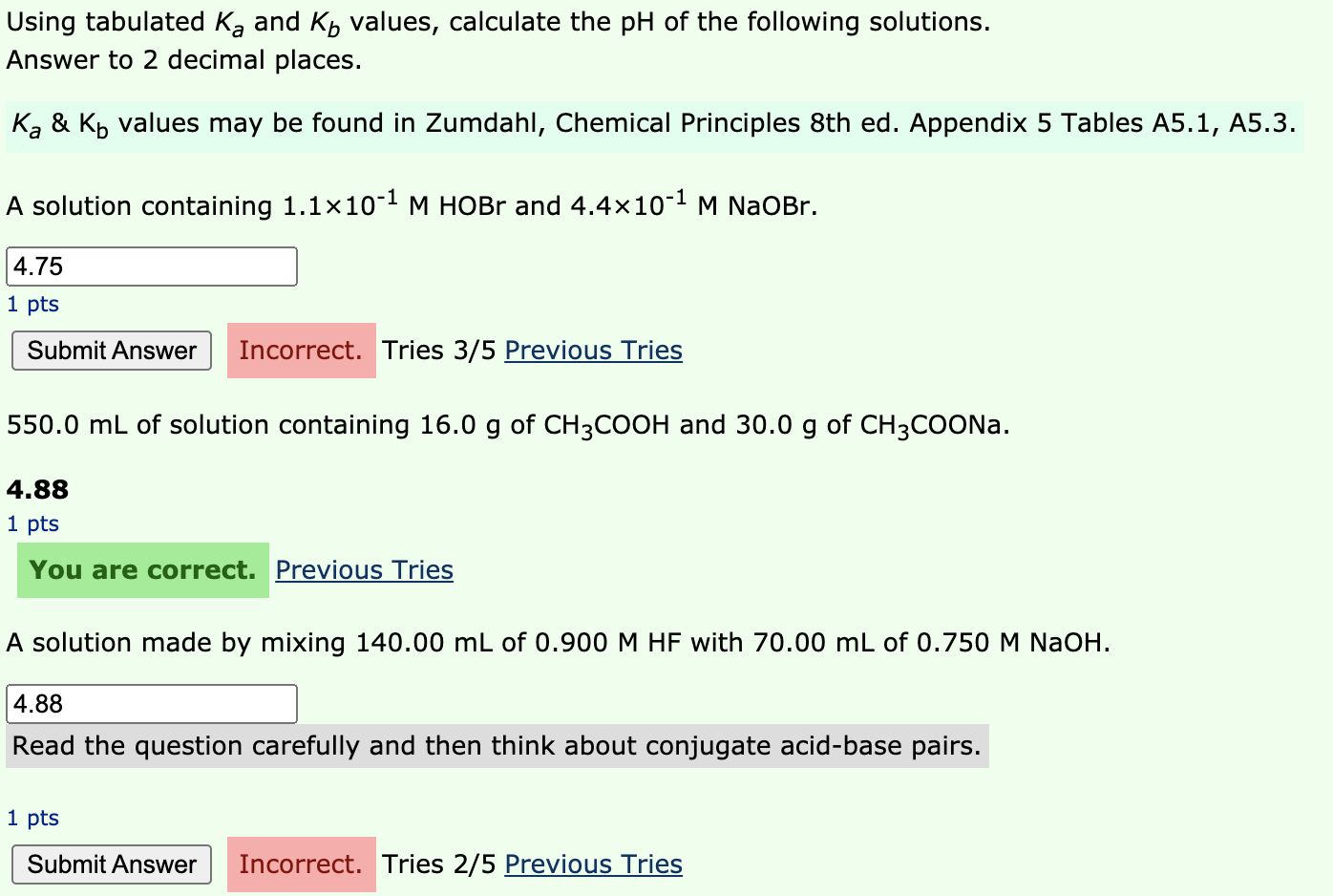 Solved Using tabulated Ka and Ky values, calculate the pH of | Chegg.com