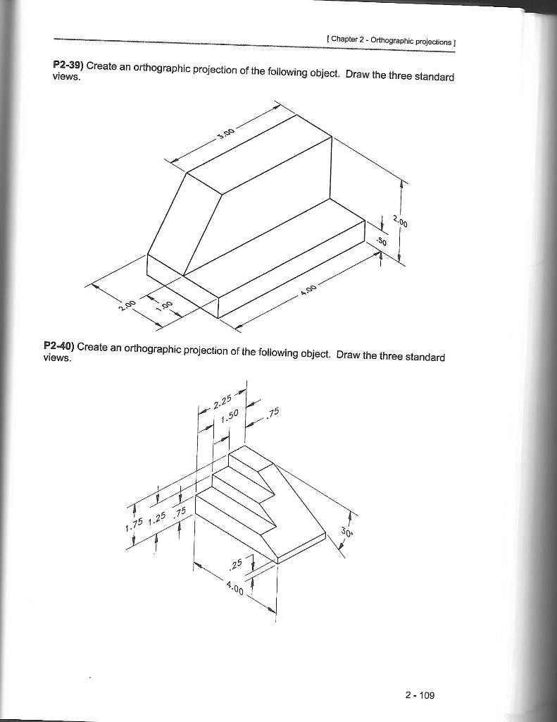 Solved Chapter 2 - Orthographic projections] P2-39) Create | Chegg.com