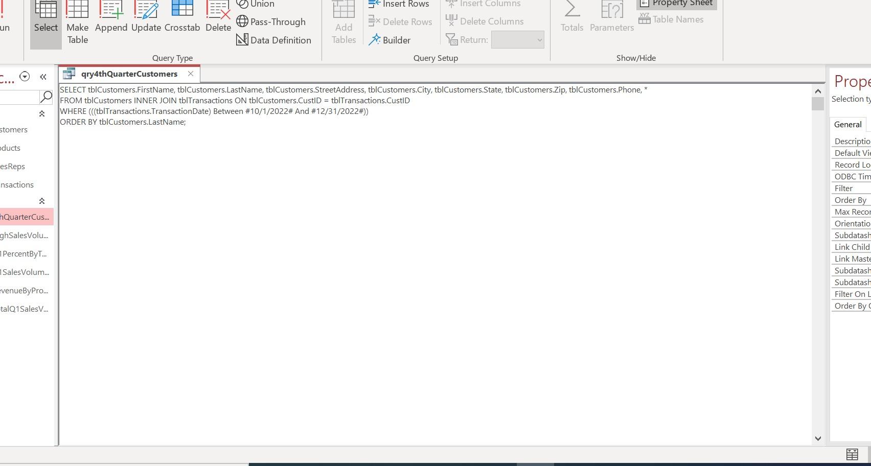 Solved Create a query based on tblCustomers and | Chegg.com