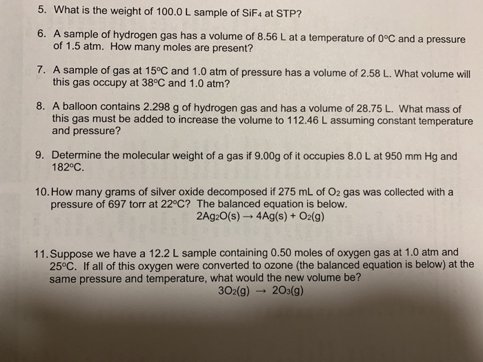 Solved 5. What is the weight of 100.0 L sample of SiF4 at | Chegg.com
