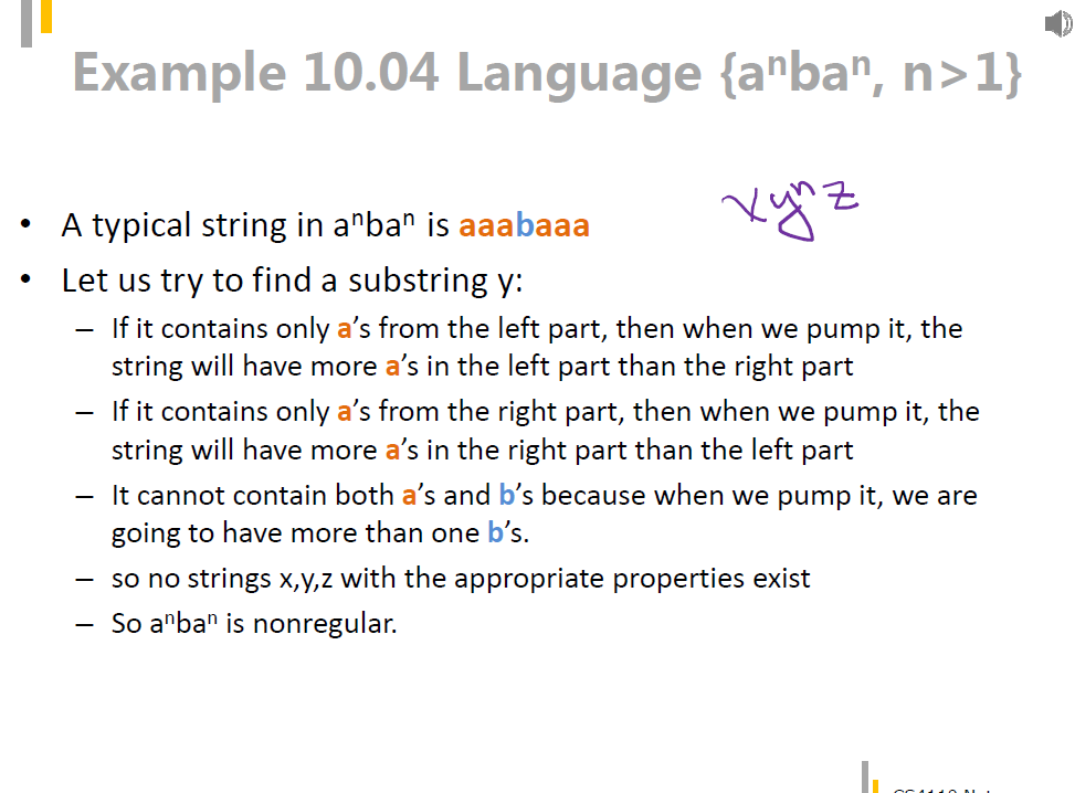 Solved Example 10.04 Language {anban, n>1} xynz . A typical | Chegg.com
