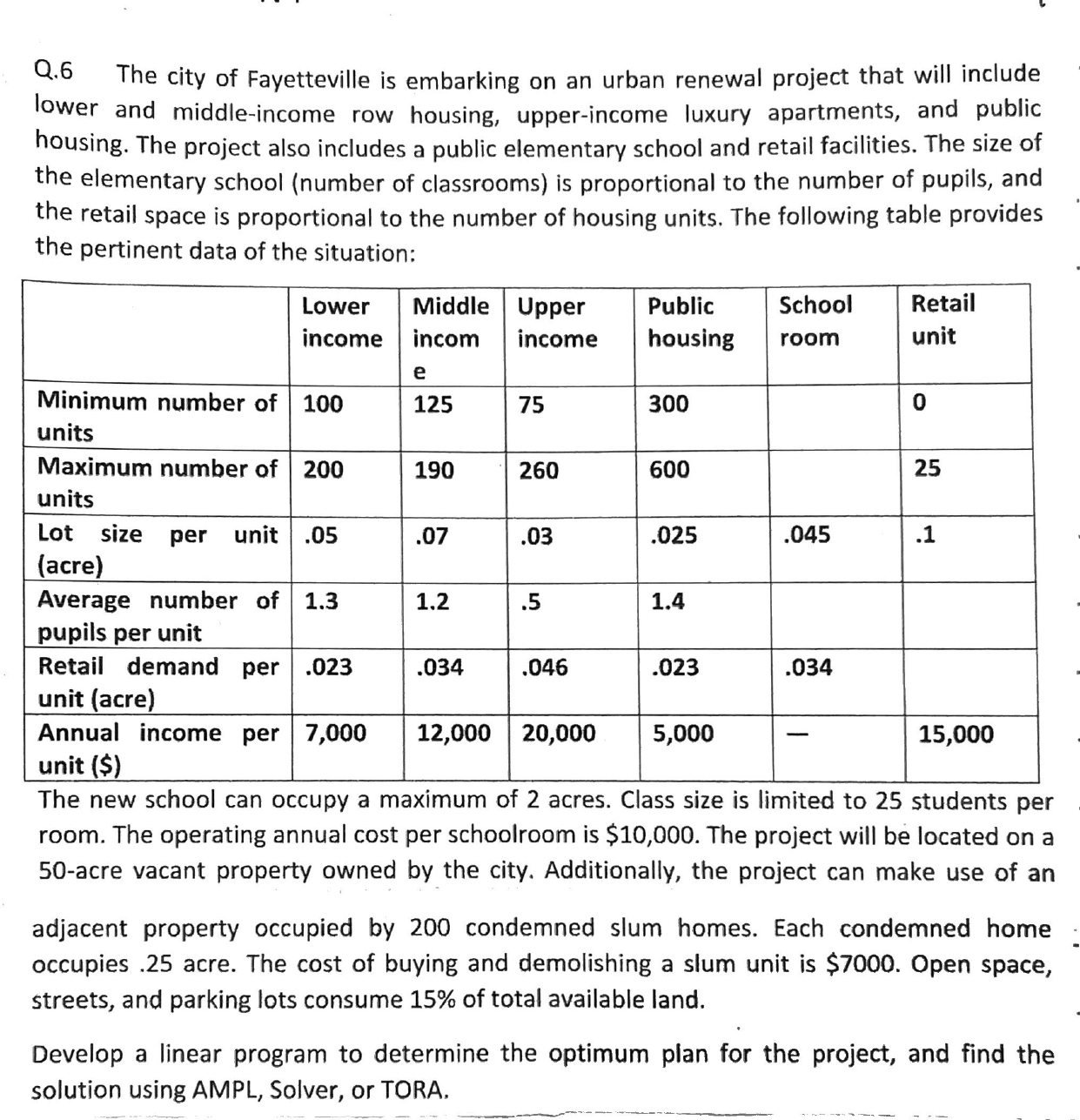 Solved Q.6 ﻿The city of Fayetteville is embarking on an | Chegg.com