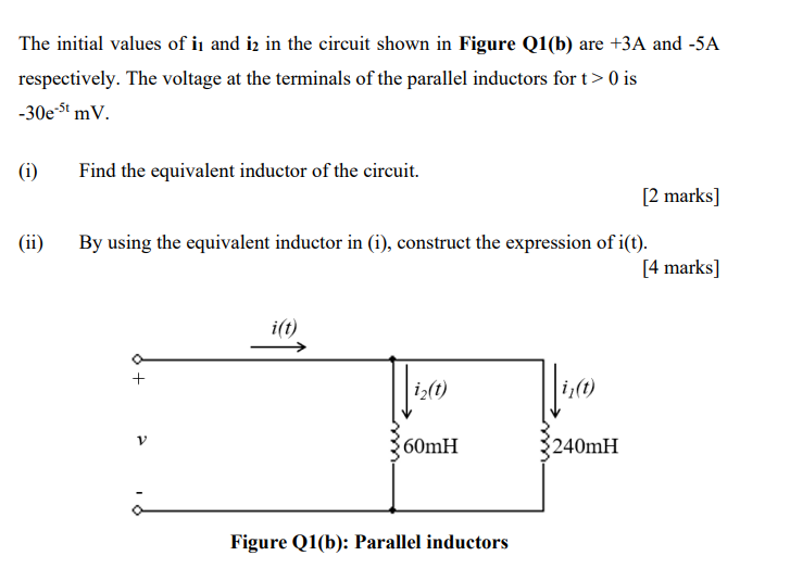 Solved The initial values of i1 and 12 in the circuit shown | Chegg.com