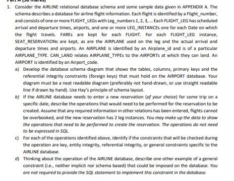 Solved 1. Consider the AIRLINE relational database schema | Chegg.com
