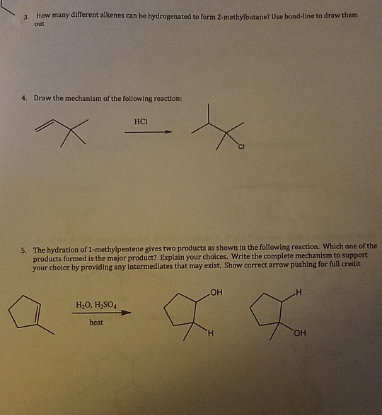 Solved 3. How many different alkenes can be hydrogenated to | Chegg.com