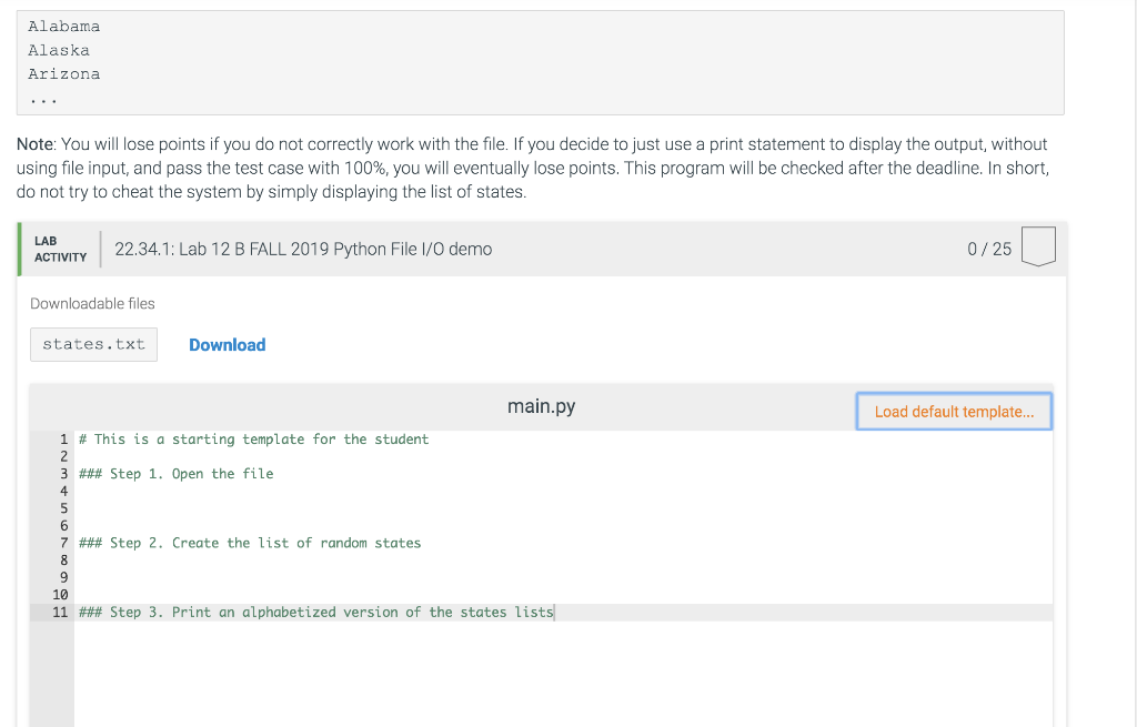Solved 22.34 Lab 12 B FALL 2019 Python File I/O demo | Chegg.com