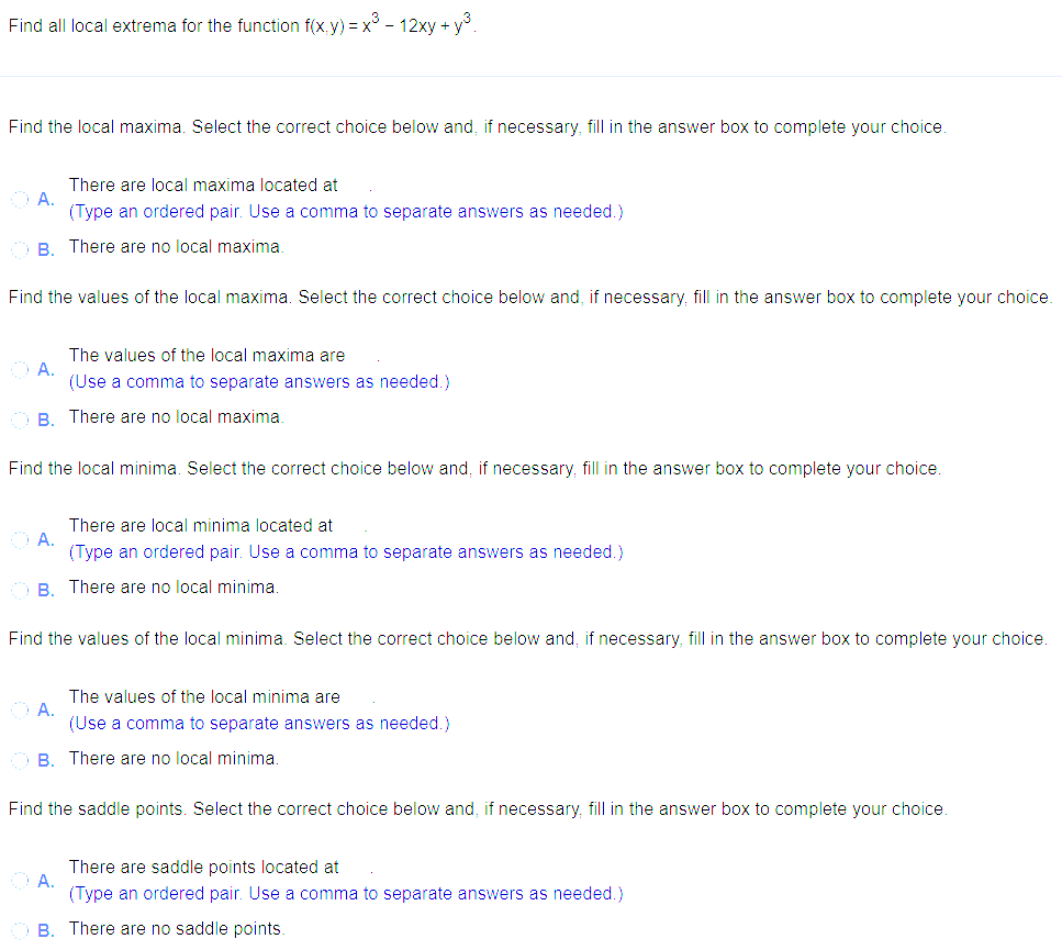 Solved Find all local extrema for the function | Chegg.com
