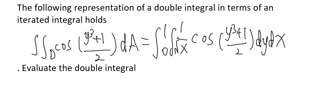 Solved The following representation of a double integral in | Chegg.com