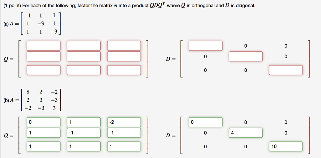 Solved (1 point) For each of the following, factor the | Chegg.com