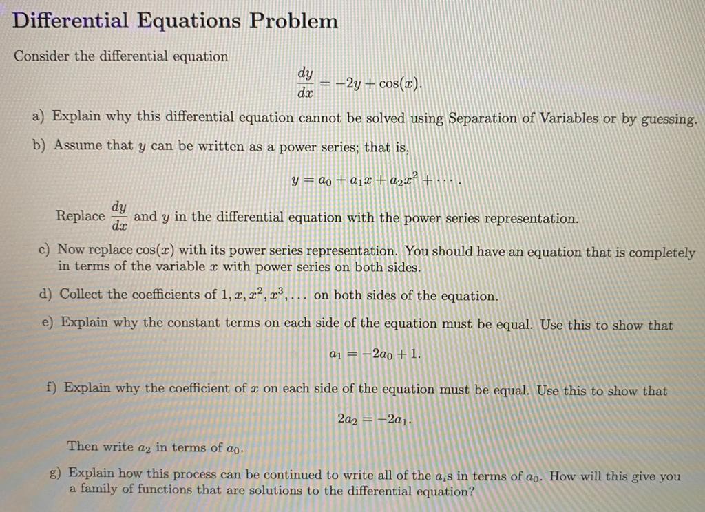 Solved Differential Equations Problem (PLEASE SOLVE ALL | Chegg.com