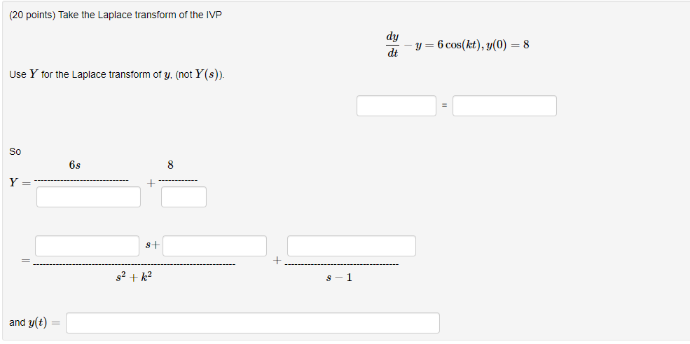 Solved (20 points) Take the Laplace transform of the IVP | Chegg.com Solved (20 points) Take the Laplace transform of the IVP | Chegg.com