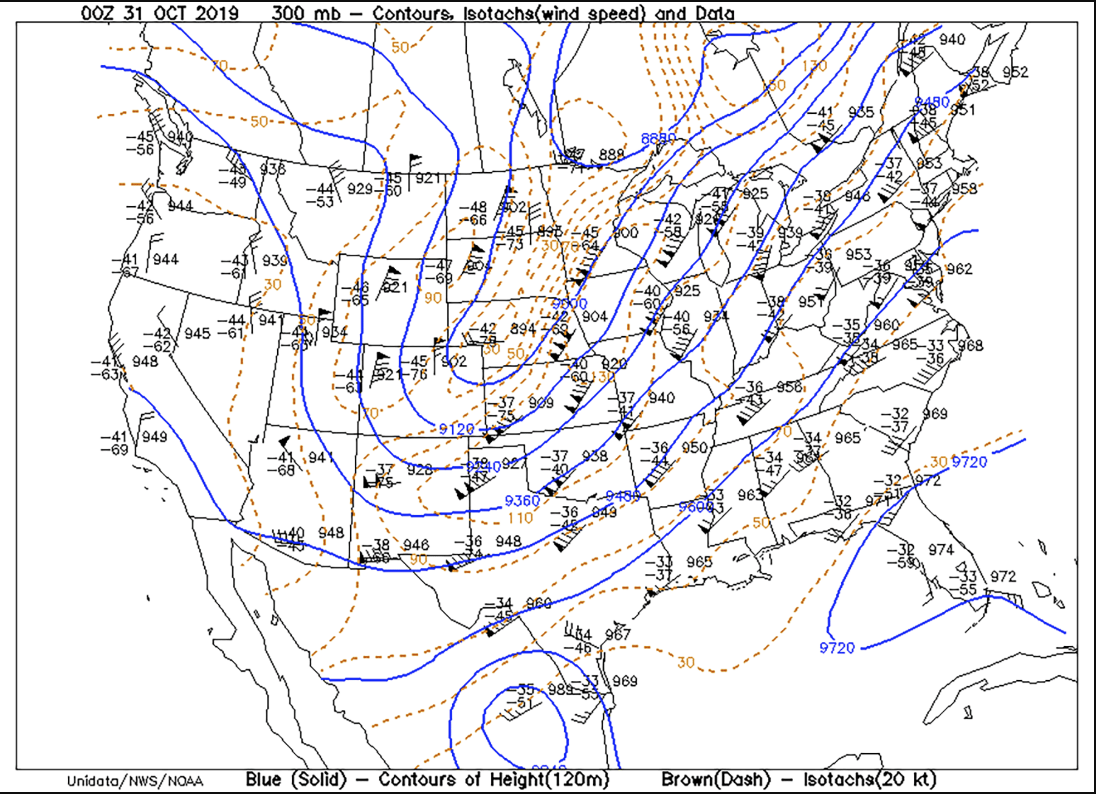 Solved 0OZ 31 OCT 2019 300 mb – Contours, Isotach:(wind | Chegg.com