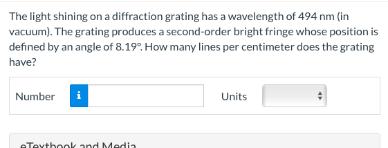 Solved The light shining on a diffraction grating has a | Chegg.com