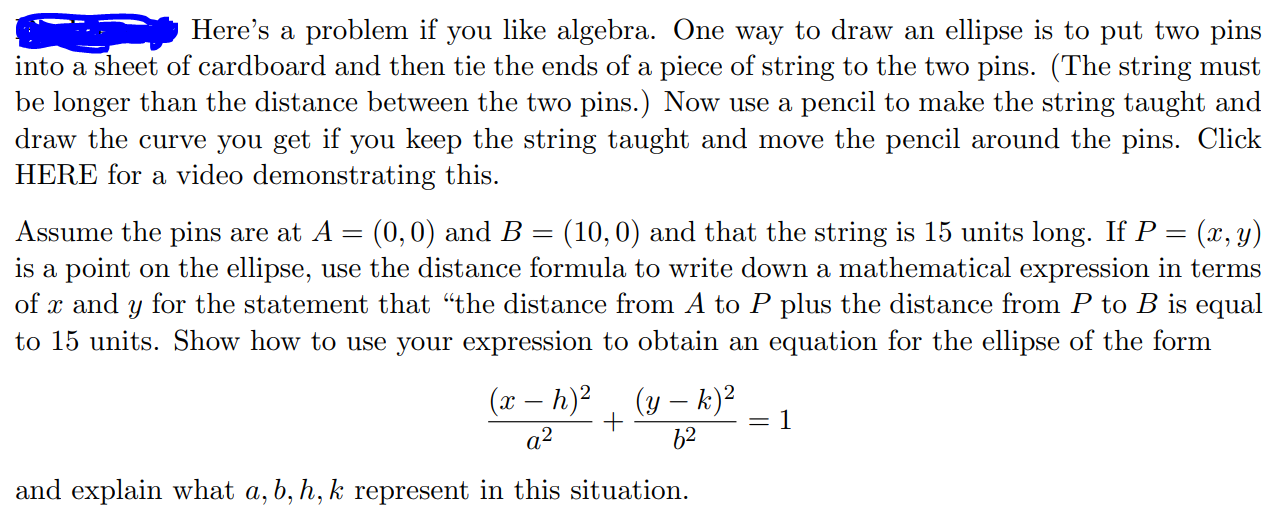 Solved Here's a problem if you like algebra. One way to draw | Chegg.com