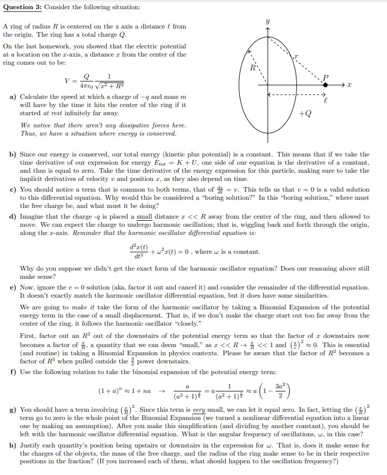 Solved Question 3: Consider the following situation: A ring | Chegg.com