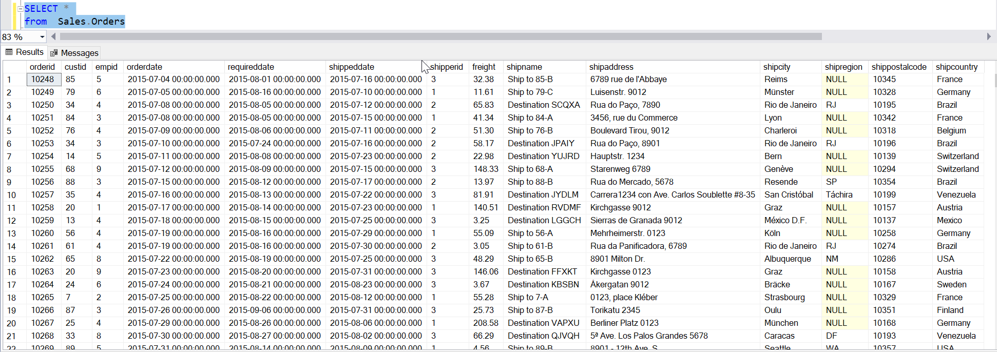 Solved -- Write a SELECT statement to retrieve the orderid | Chegg.com