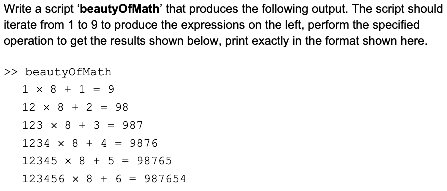 Solved Write a script 'beautyOfMath' that produces the | Chegg.com