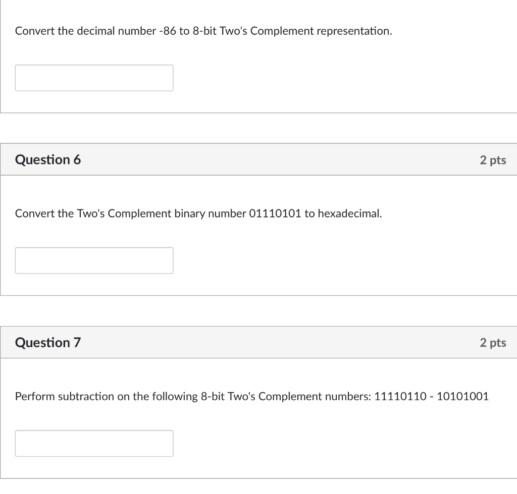 Solved Convert the decimal number -86 to 8-bit Two's | Chegg.com