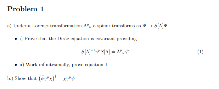 Solved by an EXPERT Problem 1aΛ?u ?(()μ) ﻿a spinor transforms | Chegg.com