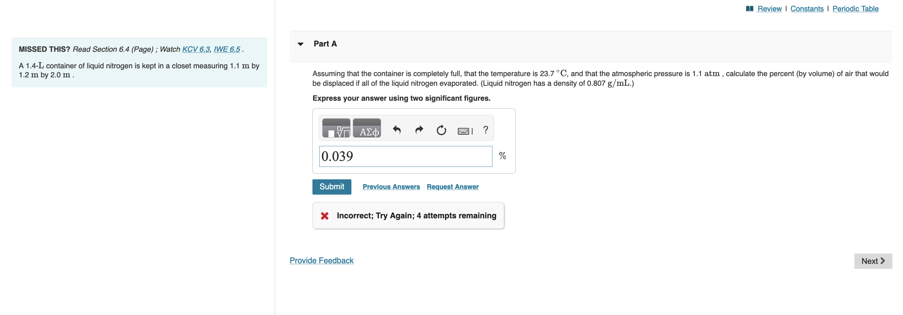 Solved 11 Review | Constants | Periodic Table Part A MISSED | Chegg.com