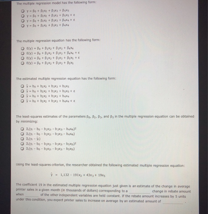 Solved Aa Aa 1. Multiple regression model and the | Chegg.com