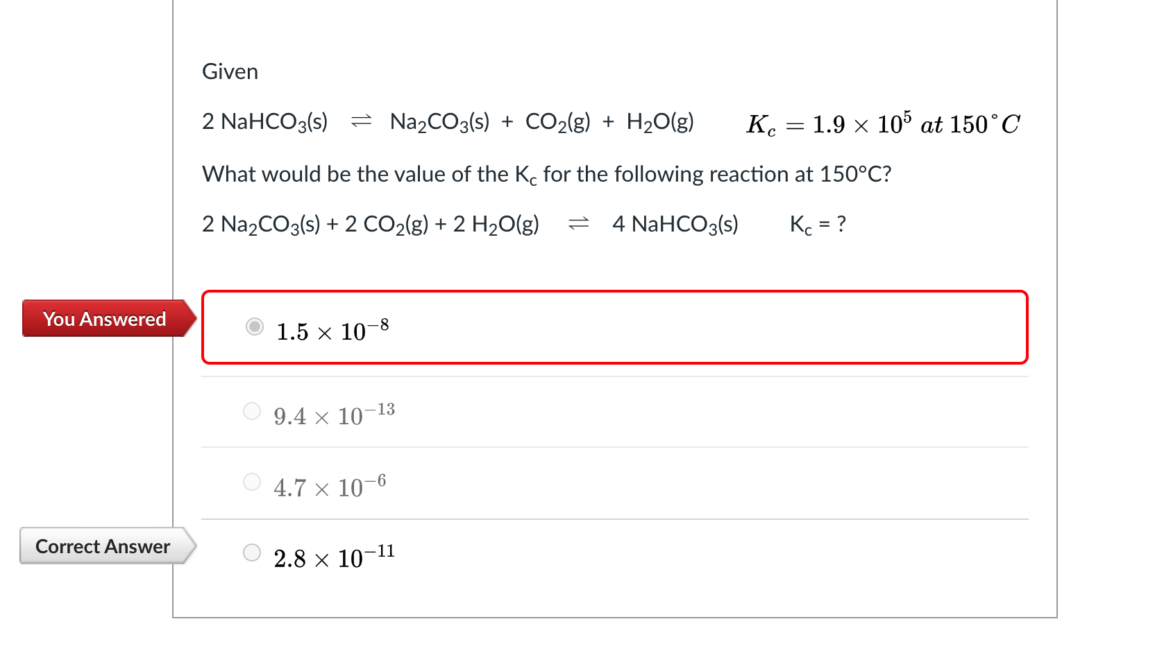 Solved Given 2 NaHCO3(s) = Na2CO3(s) + CO2(g) + H2O(g) K. = | Chegg.com