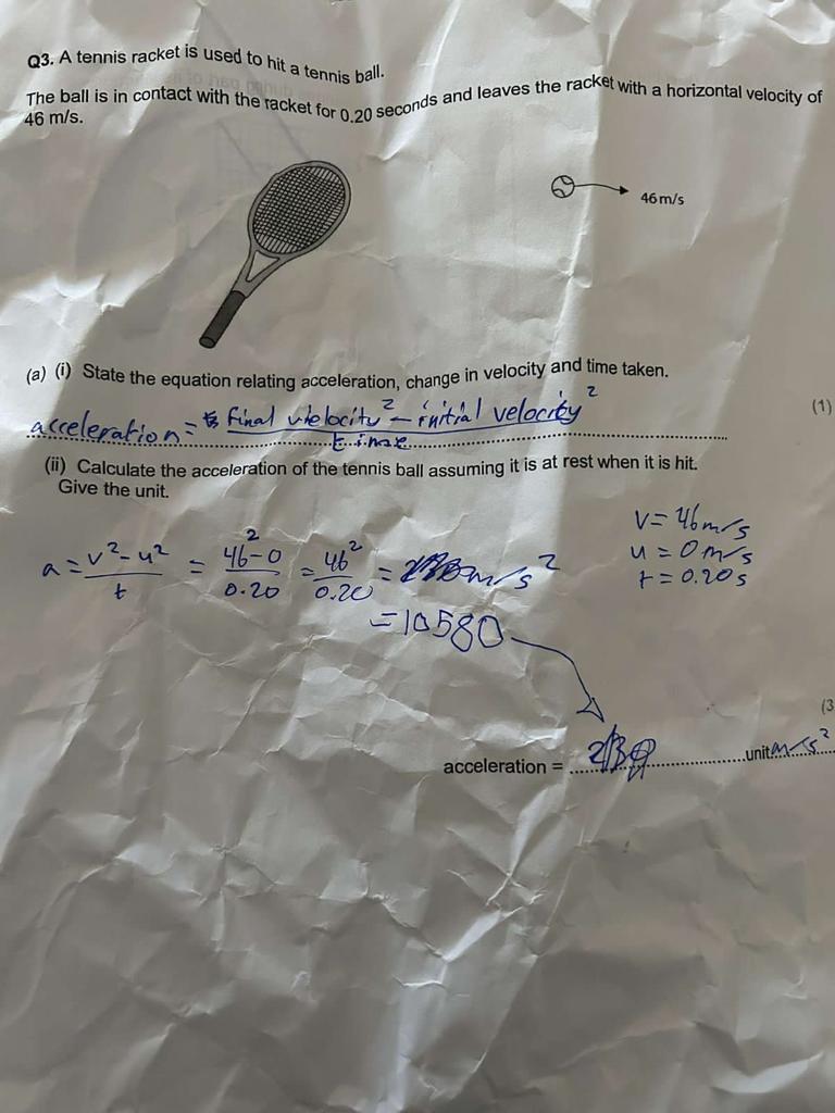 Solved Q3. A tennis racket is used to hit a tennis ball. The | Chegg.com