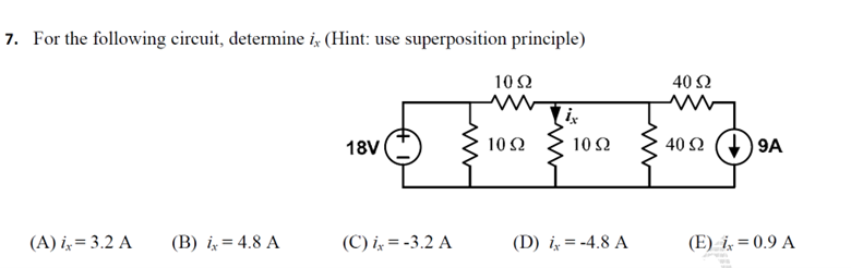 Solved 7. For the following circuit, determine ix (Hint: use | Chegg.com