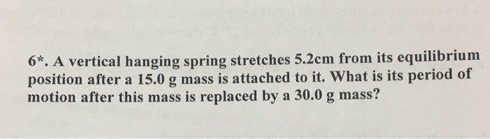 Solved 6*. A vertical hanging spring stretches 5.2cm from | Chegg.com