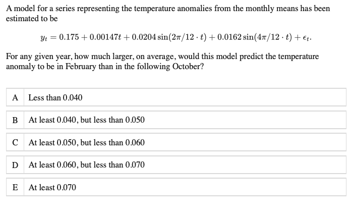 A model for a series representing the temperature | Chegg.com