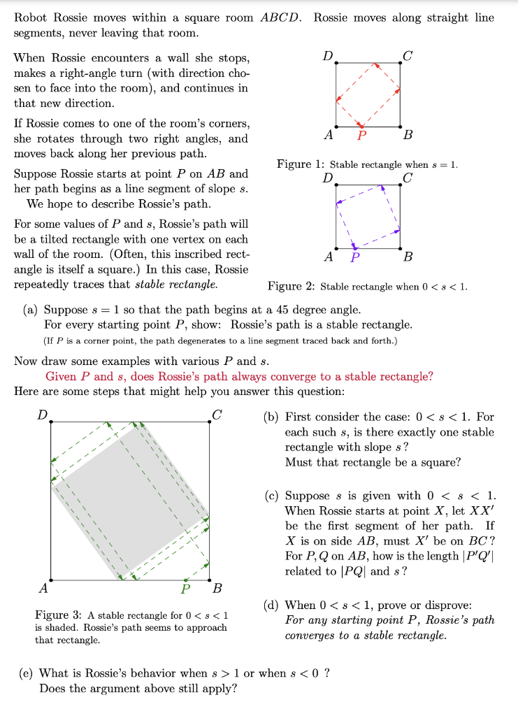 Solved Robot Rossie moves within a square room ABCD. Rossie | Chegg.com