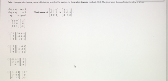Solved Select the operation below you would choose to solve | Chegg.com