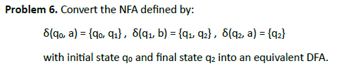 Solved Problem 6. Convert the NFA defined by: | Chegg.com