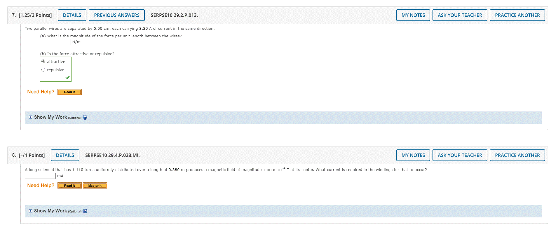 Solved I need help on my physics two homework. The subject | Chegg.com